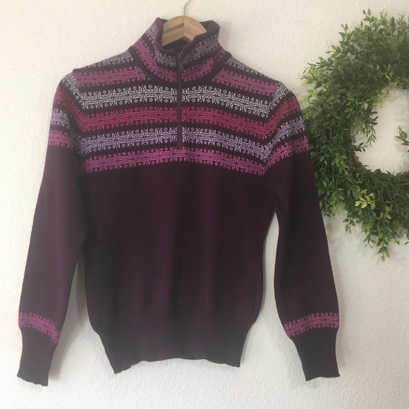 David Meister | Sweaters | Meister Vintage Purple Print Wool Sweater ...
